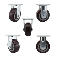 China Red 230kg PU Fixed Plate 125mm  Heavy Duty Casters for sale