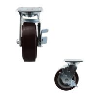 China Red PU Wheel Swivel Single Brake 6 Inch Heavy Duty Casters for sale