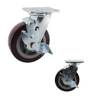 China Red PU Wheel Swivel Single Brake 6 Inch Heavy Duty Casters for sale