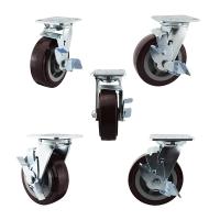 China Red PU Wheel Swivel Single Brake 6 Inch Heavy Duty Casters for sale