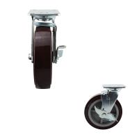 China Polyurethane 660LBS 8 Inch Side Brake Heavy Duty Casters for sale