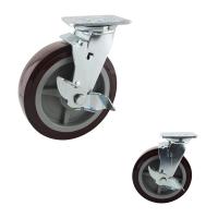 China Polyurethane 660LBS 8 Inch Side Brake Heavy Duty Casters for sale