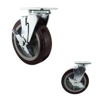 China Polyurethane 660LBS 8 Inch Side Brake Heavy Duty Casters for sale