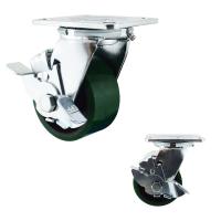 China 320kg Load Capacity PU Plate 4 Inch Swivel Casters For Trolley for sale