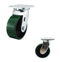 China 5x2 Inch Dark Green Polyurethane 400kg Swivel Trolley Wheels for sale