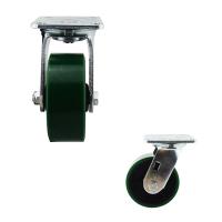 China 5x2 Inch Dark Green Polyurethane 400kg Swivel Trolley Wheels for sale