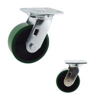 China 5x2 Inch Dark Green Polyurethane 400kg Swivel Trolley Wheels for sale