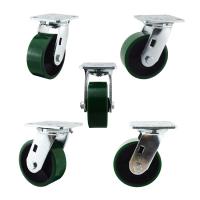 China 5x2 Inch Dark Green Polyurethane 400kg Swivel Trolley Wheels for sale