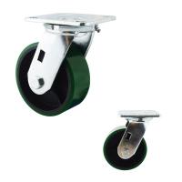 China 5x2 Inch Dark Green Polyurethane 400kg Swivel Trolley Wheels for sale