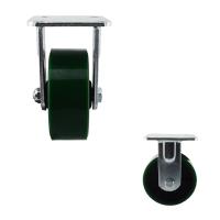 China 400kg Iron PU Fixed Plate  5 Inch Swivel Casters Double Ball Bearing for sale