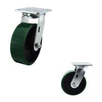 China 2 Inch Industrial Green PU Heavy Trolleys Swivel Wheel With Ball Bearing for sale