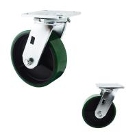 China 2 Inch Industrial Green PU Heavy Trolleys Swivel Wheel With Ball Bearing for sale