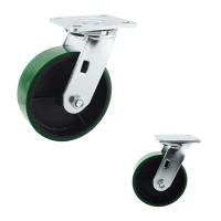 China 2 Inch Industrial Green PU Heavy Trolleys Swivel Wheel With Ball Bearing for sale