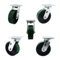 China 2 Inch Industrial Green PU Heavy Trolleys Swivel Wheel With Ball Bearing for sale