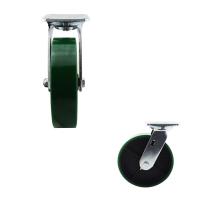 China Vintage Industrial Casters 540kg Capacity Green PU 8 Inch Trolley Swivel Casters Wheels for sale