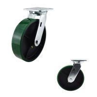 China Vintage Industrial Casters 540kg Capacity Green PU 8 Inch Trolley Swivel Casters Wheels for sale