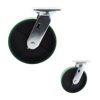 China Vintage Industrial Casters 540kg Capacity Green PU 8 Inch Trolley Swivel Casters Wheels for sale