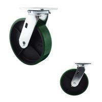 China Vintage Industrial Casters 540kg Capacity Green PU 8 Inch Trolley Swivel Casters Wheels for sale