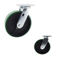 China Vintage Industrial Casters 540kg Capacity Green PU 8 Inch Trolley Swivel Casters Wheels for sale