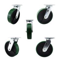 China Vintage Industrial Casters 540kg Capacity Green PU 8 Inch Trolley Swivel Casters Wheels for sale