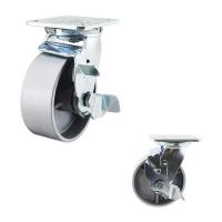 China 125mm Cast Iron 506LBS Capacity Side Brake Heavy Duty Table Casters Wheels for sale