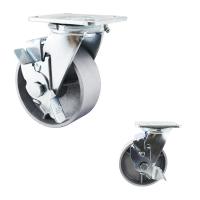 China 125mm Cast Iron 506LBS Capacity Side Brake Heavy Duty Table Casters Wheels for sale