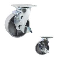 China 125mm Cast Iron 506LBS Capacity Side Brake Heavy Duty Table Casters Wheels for sale
