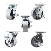 China 125mm Cast Iron 506LBS Capacity Side Brake Heavy Duty Table Casters Wheels for sale