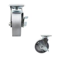 China Top Plate Steel Wheel 280kg Capacity Side Lock 150mm Castor Wheels for sale