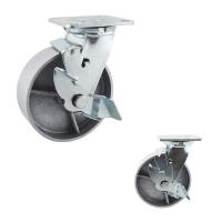 China Top Plate Steel Wheel 280kg Capacity Side Lock 150mm Castor Wheels for sale