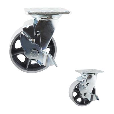 China Side Lock 230kg Hollow Core 5 Inch Swivel Heavy Duty Braked Castors With Brake for sale