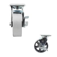 China 150mm  616LBS Load Capacity Hollow Cast Iron Swivel Plate braked swivel castors for sale