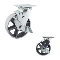 China 150mm  616LBS Load Capacity Hollow Cast Iron Swivel Plate braked swivel castors for sale