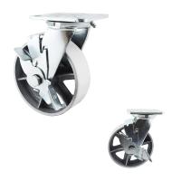 China 150mm  616LBS Load Capacity Hollow Cast Iron Swivel Plate braked swivel castors for sale
