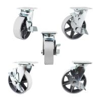 China 150mm  616LBS Load Capacity Hollow Cast Iron Swivel Plate braked swivel castors for sale