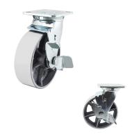 China 150mm  616LBS Load Capacity Hollow Cast Iron Swivel Plate braked swivel castors for sale