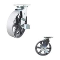 China 8x2 Inch Cast Iron 300kg  Capacity Hollow Swivel Lock Heavy Duty Casters for sale