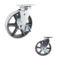 China 8x2 Inch Cast Iron 300kg  Capacity Hollow Swivel Lock Heavy Duty Casters for sale