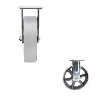 China 200mm Silver Color 300kg Capacity Hollow Core Rigid Caster Wheels Flat Tread for sale