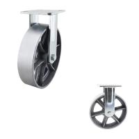 China 200mm Silver Color 300kg Capacity Hollow Core Rigid Caster Wheels Flat Tread for sale