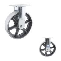 China 200mm Silver Color 300kg Capacity Hollow Core Rigid Caster Wheels Flat Tread for sale