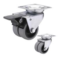 China 80kg Capacity 3 Inch Gray Wheel Twin Wheel TPR Swivel Plate Casters for sale