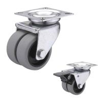 China 80kg Capacity 3 Inch Gray Wheel Twin Wheel TPR Swivel Plate Casters for sale