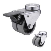 China 50MM Bolt Hole Swivel Head 132LBS TPR Rubber Casters Twin Wheel Industrial Castor Wheels for sale