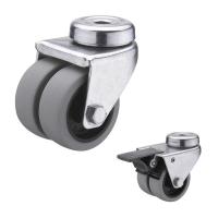 China 50MM Bolt Hole Swivel Head 132LBS TPR Rubber Casters Twin Wheel Industrial Castor Wheels for sale