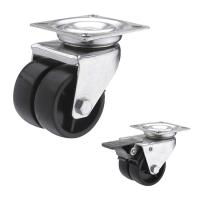 China 50mm Dual Wheel Double Brake PP Wheels Bolt Hole Swivel Casters For Furniture for sale
