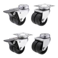 China 50mm Dual Wheel Double Brake PP Wheels Bolt Hole Swivel Casters For Furniture for sale