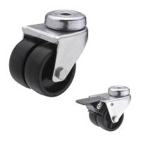 China 50mm Dual Wheel Double Brake PP Wheels Bolt Hole Swivel Casters For Furniture for sale