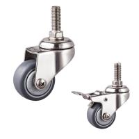 China 40mm 66LBS  Anticorrosive  Threaded Stem TPR Caster Light Duty 304 Stainless Steel Swivel for sale