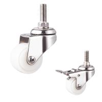 China 50KG Capacity 50x22mm White Stainless Steel Threaded Stem  PA Wheel With Covers for sale